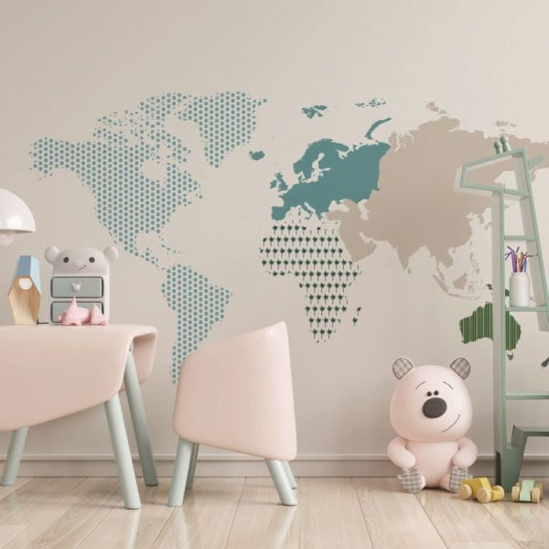 Pop Wallpaper of the World Map Different Patterns and Colors - Etsy