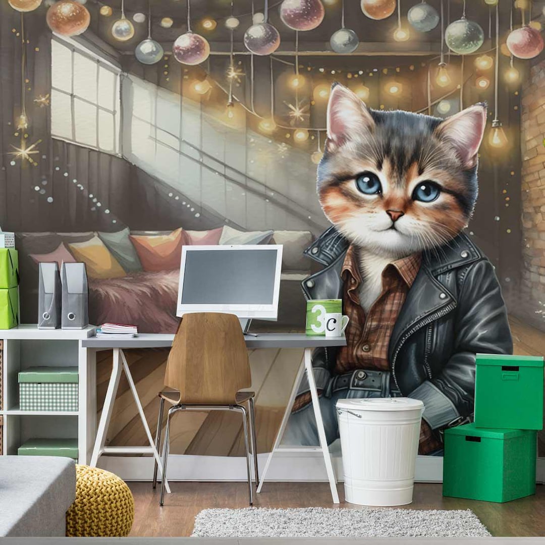 Cat Wallpaper, Murals Wallpaper,3d Murals, Murals 2 - Etsy