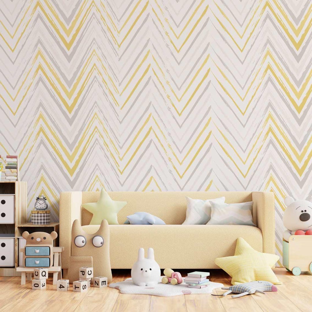 Fishbone Wallpaper for Children's Rooms Emily Design 2 - Etsy