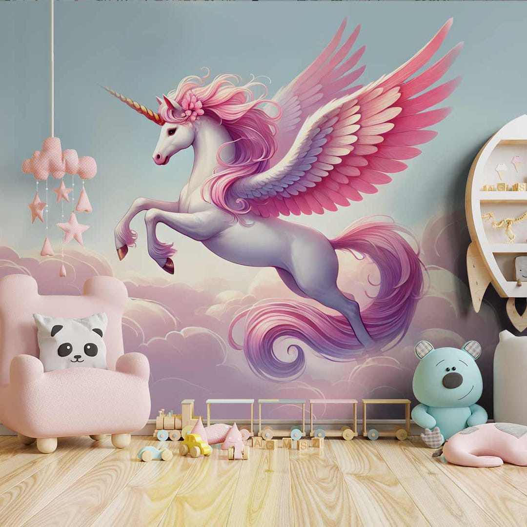 Unicorn Wallpaper for a Children's Room, Emily Design 22 - Etsy