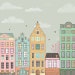 Dutch Urban Illustration Wallpaper Colorful Buildings - Etsy