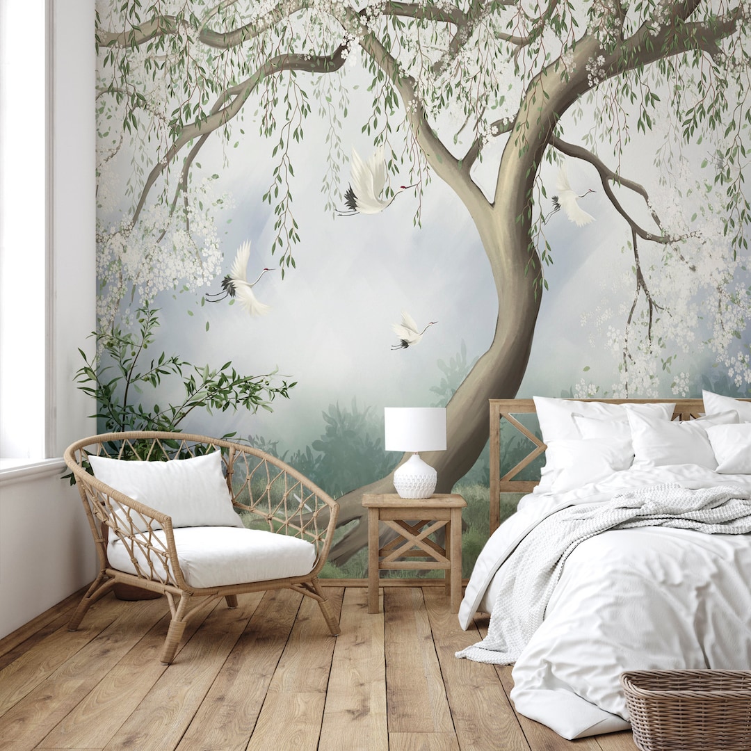Wallpaper Tree Mural Art in Nature, Watercolor - Etsy