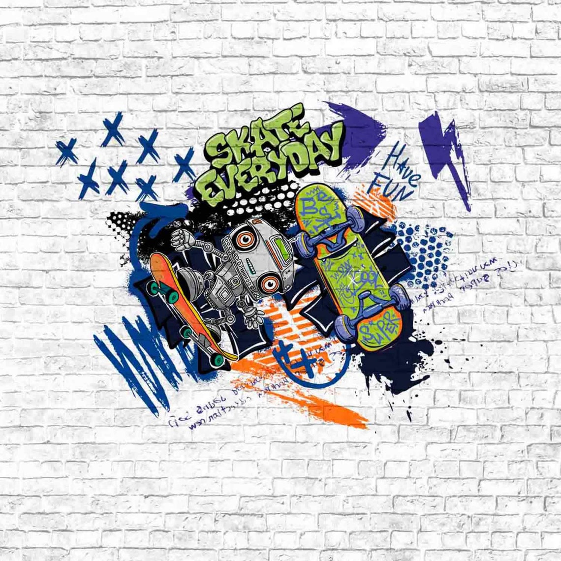 Skateboard Wallpaper for Teenage Rooms Graffiti Joey Style - Etsy