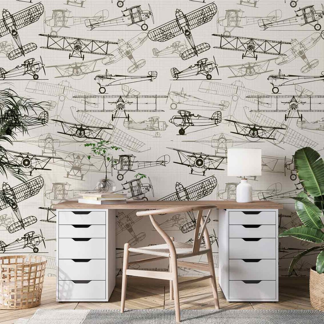 Airplane Wallpaper for a Children's Room, Tommy Style 4. - Etsy