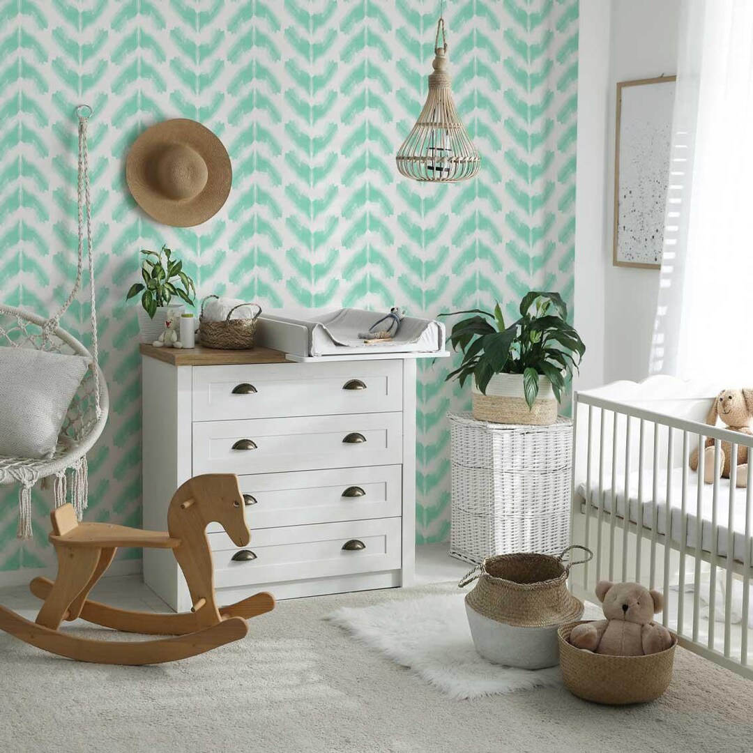 Fishbone Geometric Wallpaper for a Children's Room - Etsy