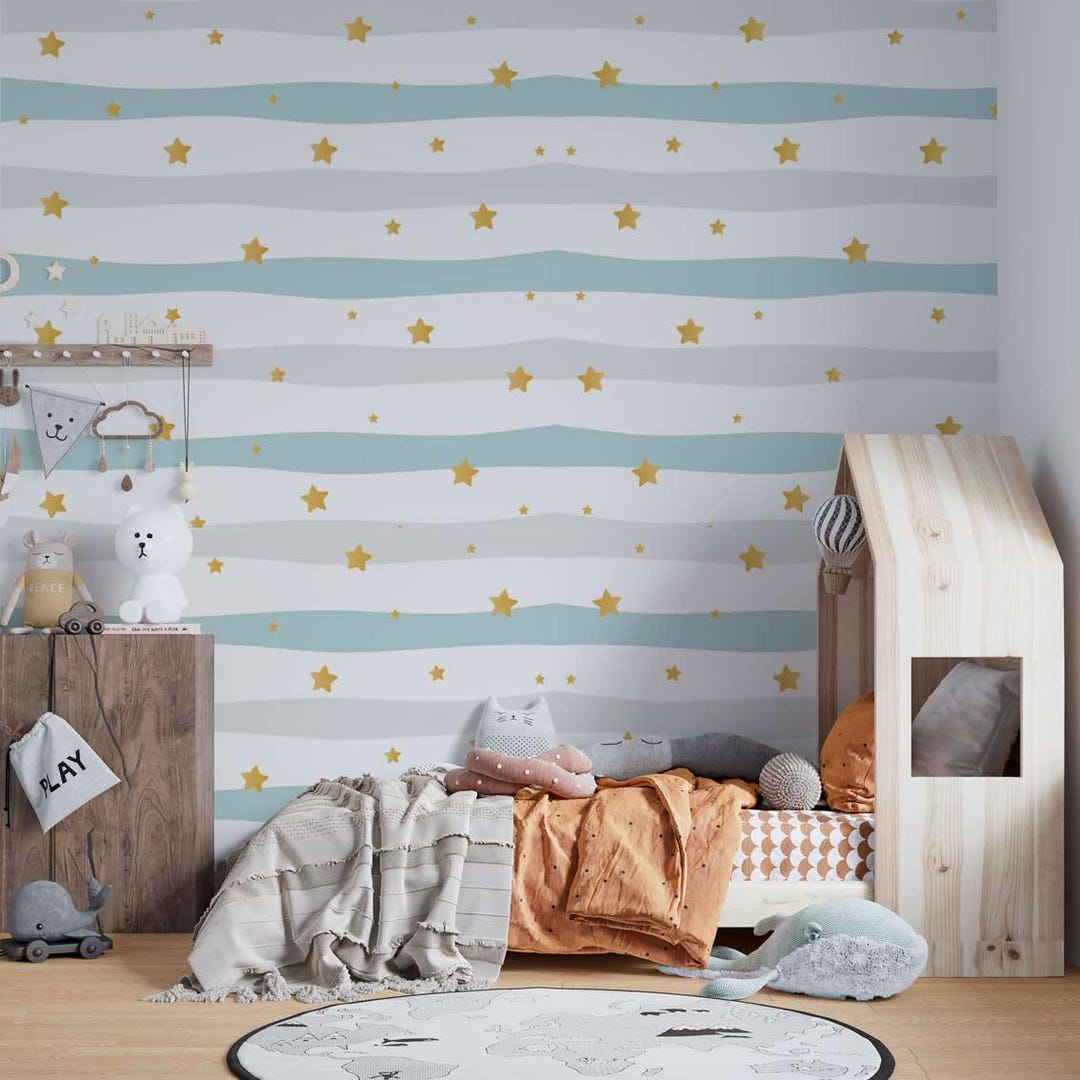 Stars Wallpaper for a Children's Room, Emily Design 4 - Etsy