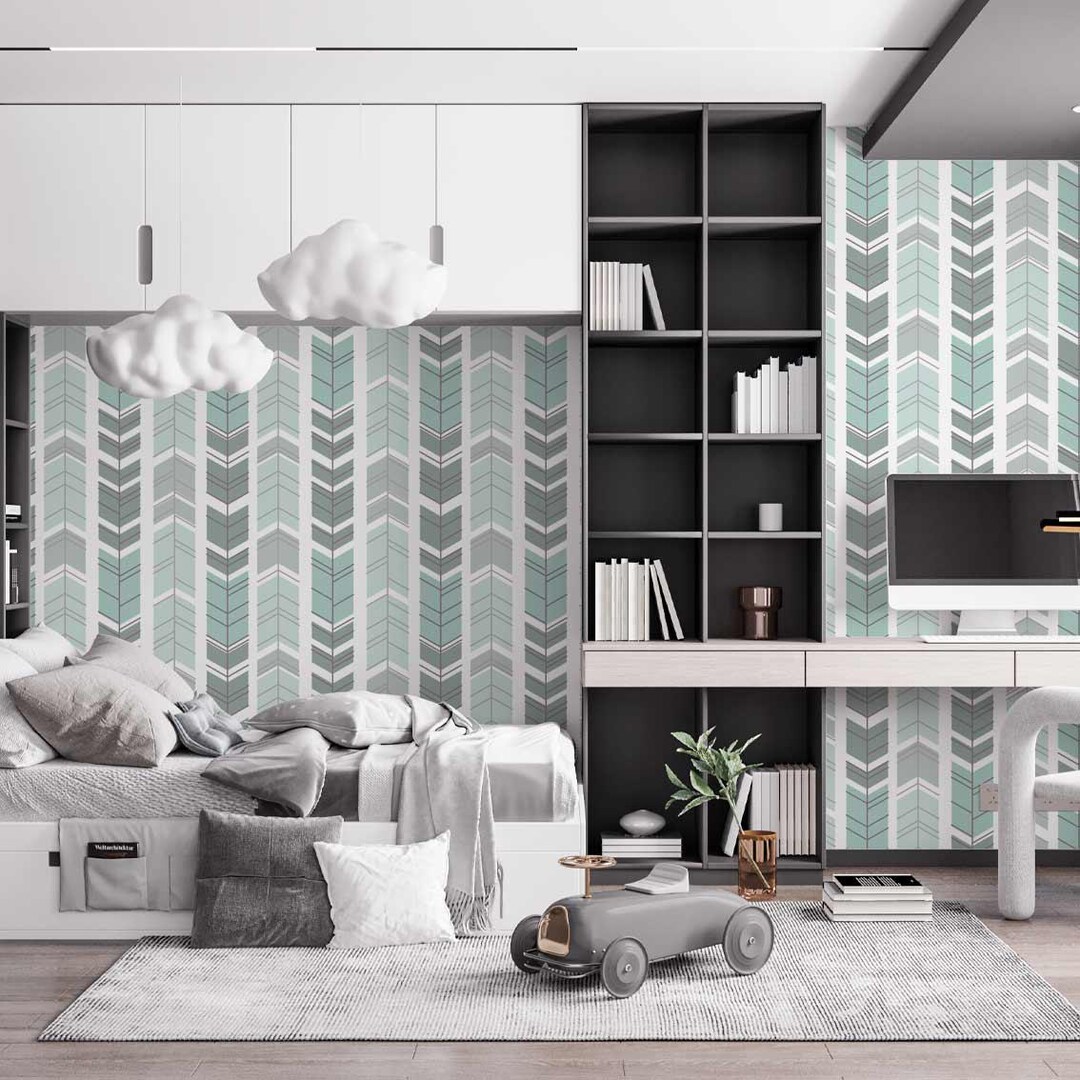 Fishbone Wallpaper for Children's Rooms Emily Design - Etsy