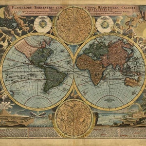 Earth Map Wallpaper From 1707 - Etsy