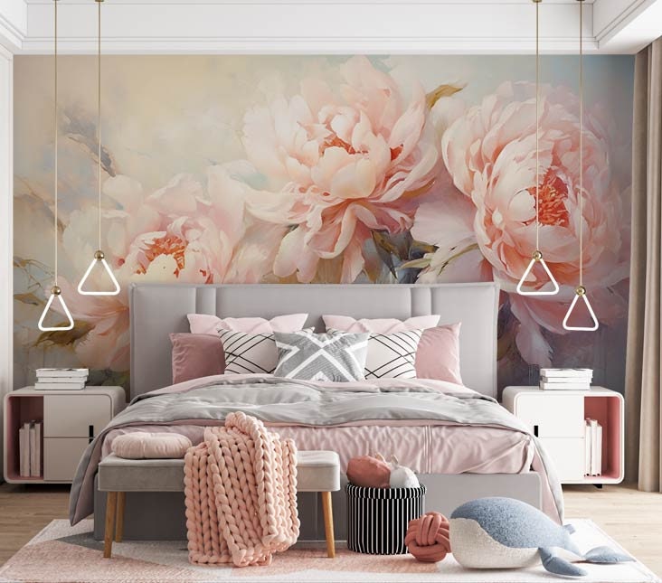 Flower Wallpaper for the Living Room, Tulip Style - Etsy