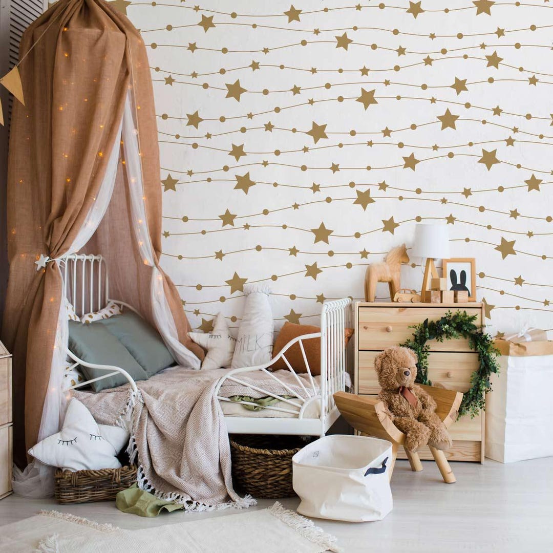 Stars Wallpaper for a Children's Room, Emily Design 8 - Etsy