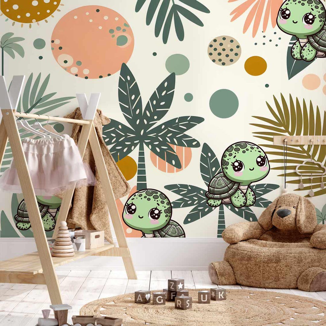 Turtle Wallpaper for a Children's Room Emily Design - Etsy