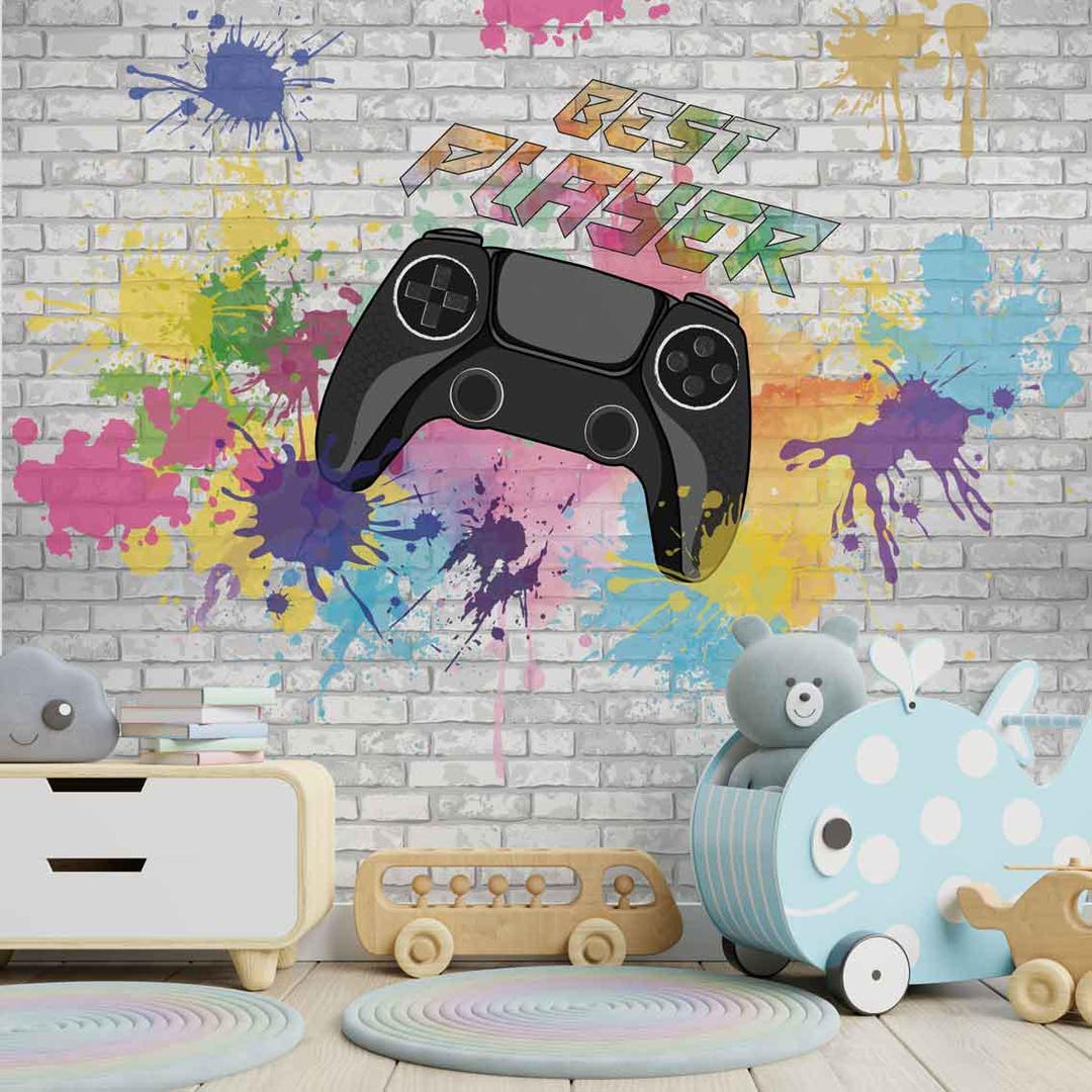 Gamer Wallpaper: Children's Room Decor, Personalized Name Option - Etsy