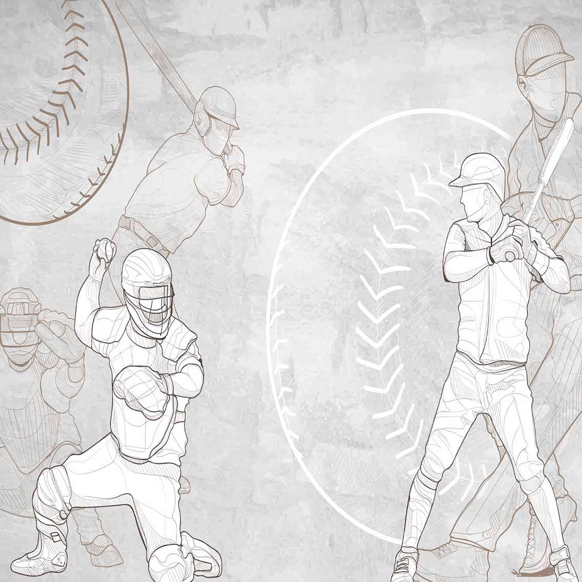 Baseball Wallpaper for Children's Rooms, Joey Style - Etsy