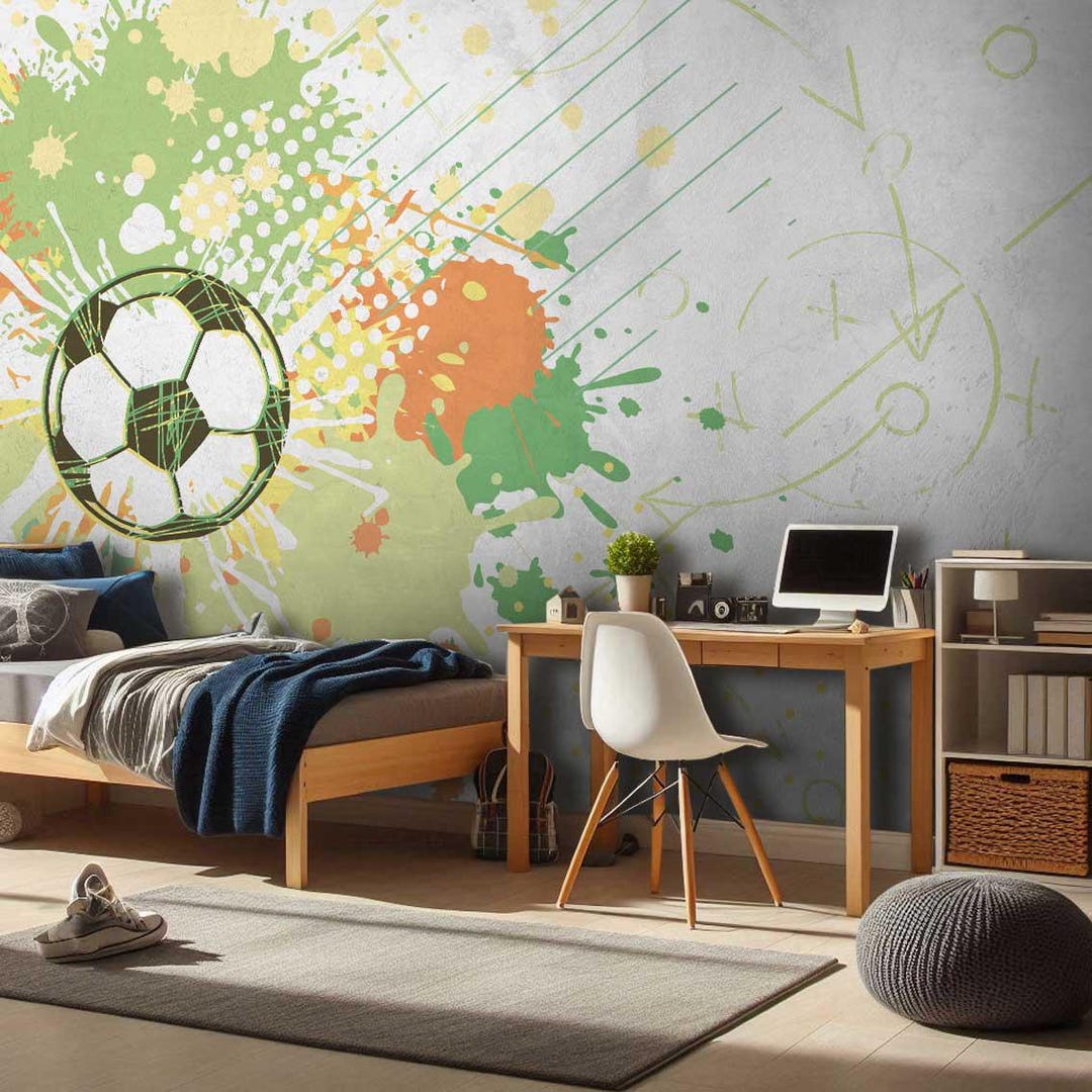 Football Wallpaper: Custom Name, Kids Room Decor - Etsy