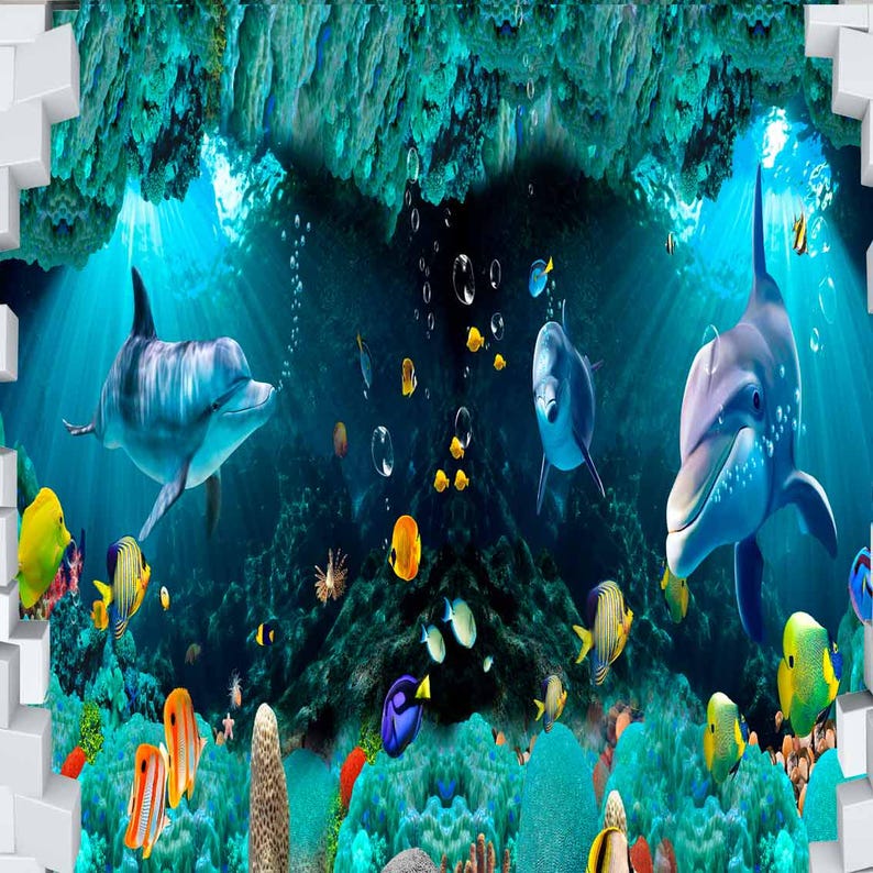 Dolphins Wallpaper for a Children's Room 3D Wall - Etsy