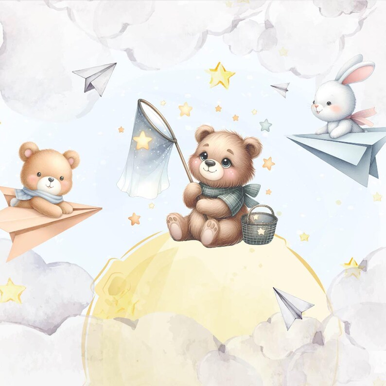 Bear Wallpaper Mural: Children's Room Decor, Nursery Wall Art - Etsy