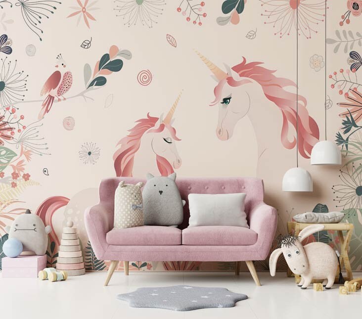 Unicorn Wallpaper for a Children's Room, Emily Design - Etsy
