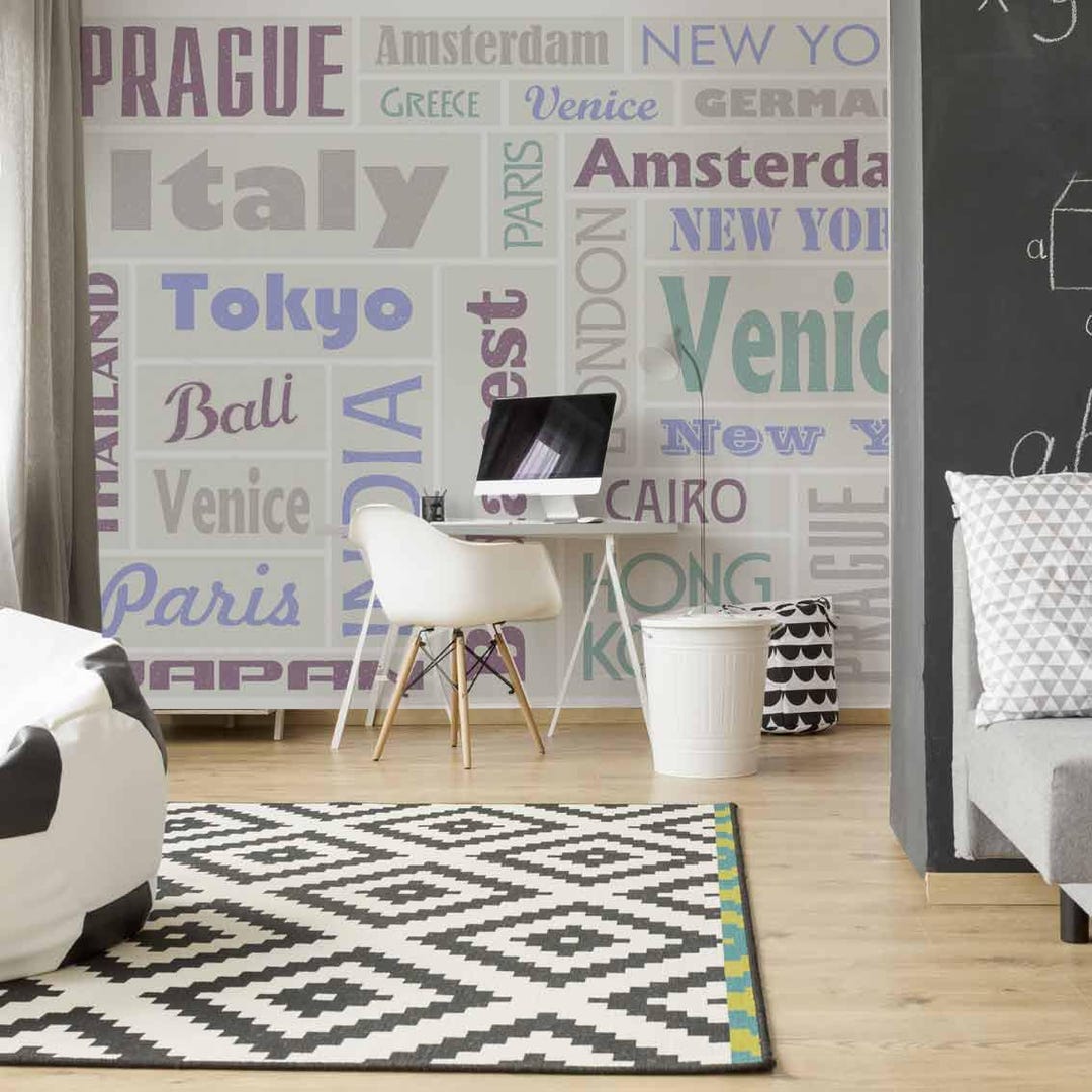Wallpaper for a Children's Room, Names of Cities Around the World 1 - Etsy