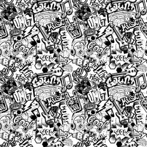 Graffiti Wallpaper, Rock and Roll Black and White - Etsy