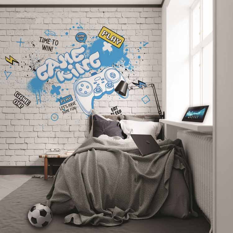 Gaming King Graffiti Wallpaper on Brick-wall Background - Etsy