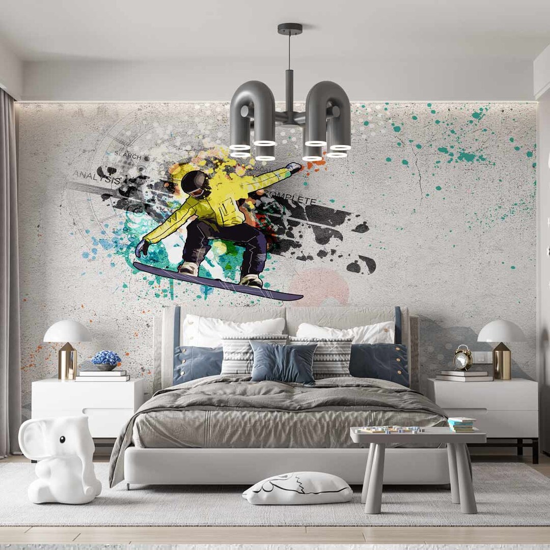 Snowboard Wallpaper for Teenage Rooms, Joey Style - Etsy
