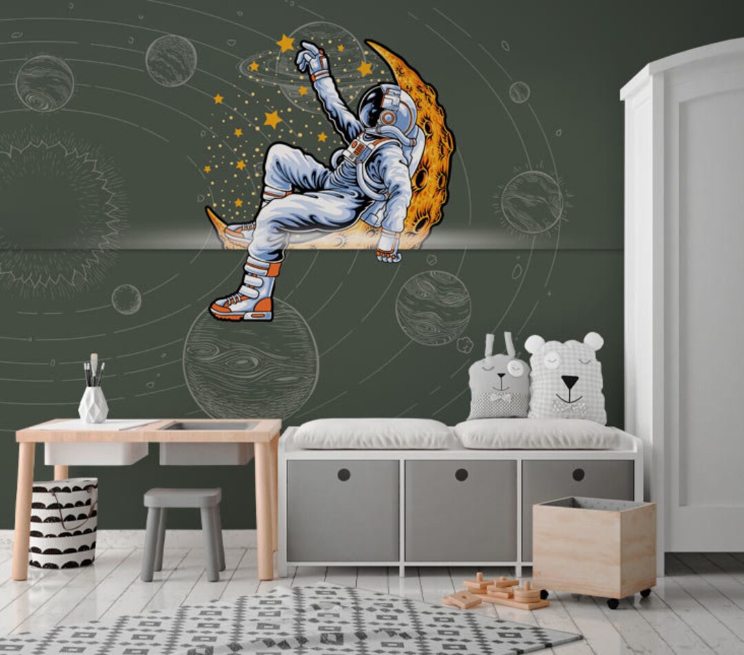 Astronaut Wallpaper for a Children's Room Mikey Style - Etsy