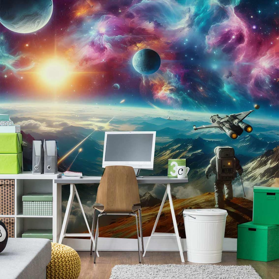 Space Wallpaper for a Children's Room, Amelia Design 5 - Etsy