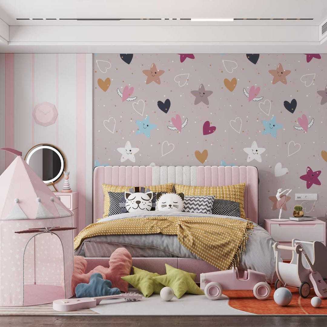 Stars Wallpaper for a Children's Room, Emily Design 5 - Etsy