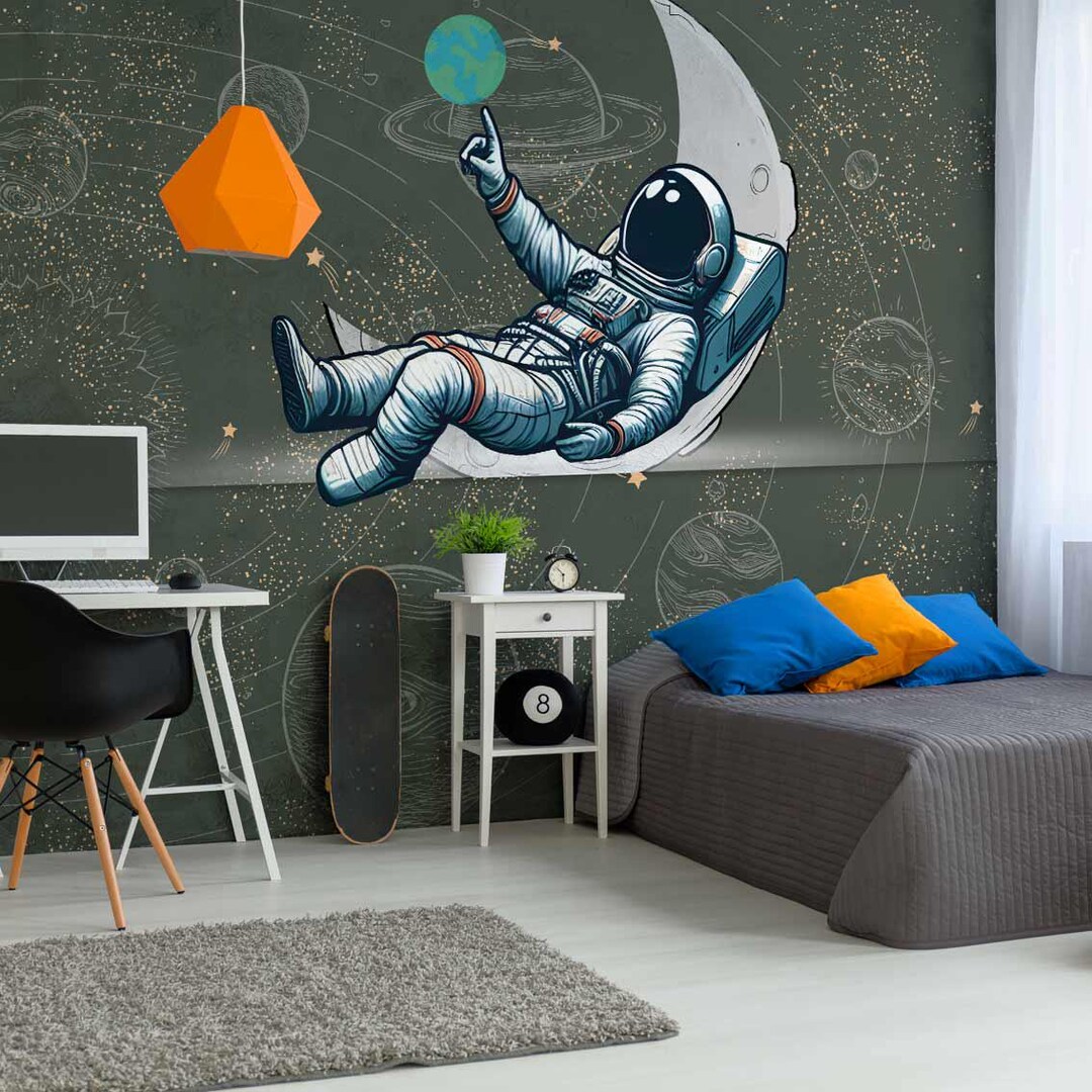 Astronaut Wallpaper for a Children's Room, Mikey Style - Etsy