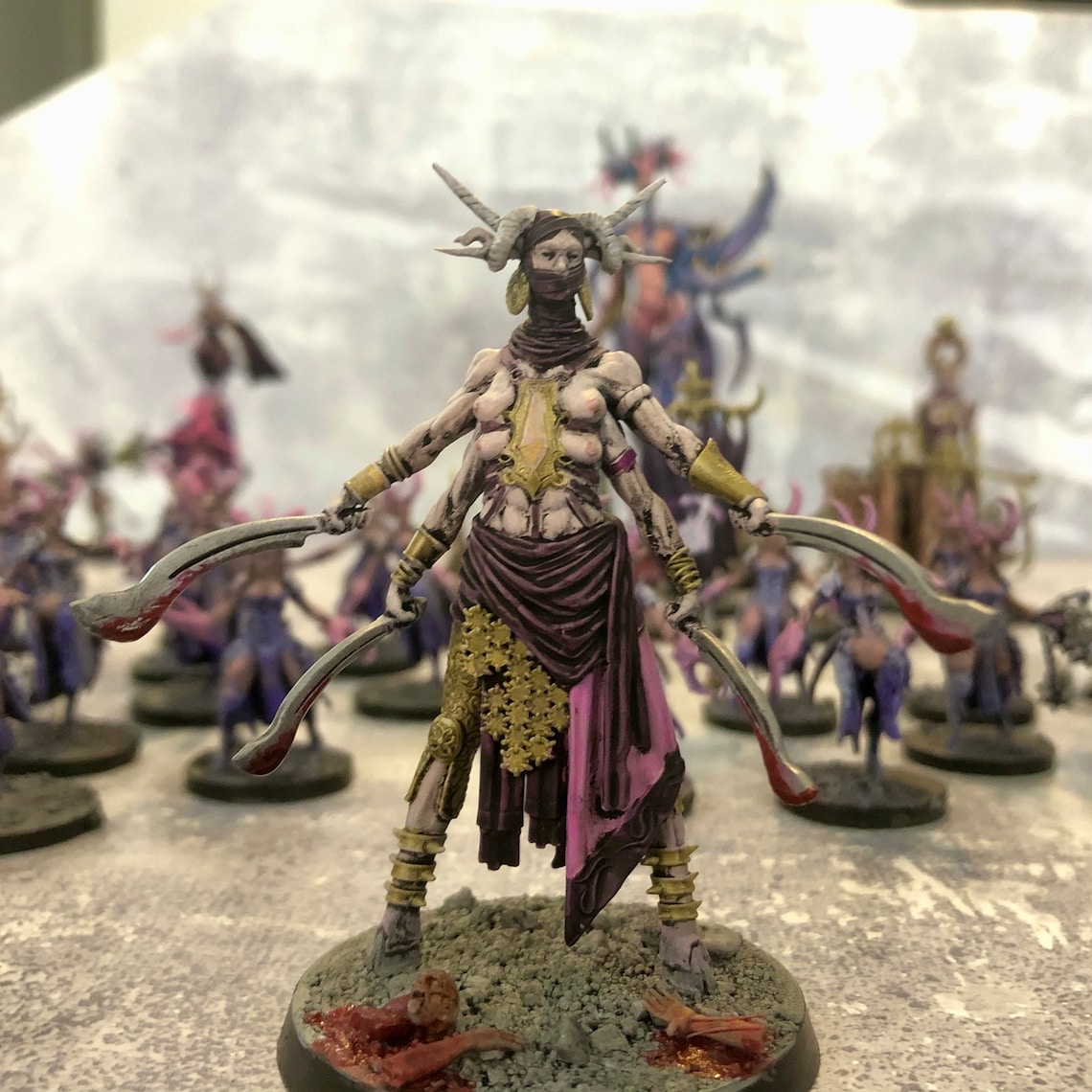 CUSTOM ARMY SAMPLE - Slaanesh Chaos Daemons Fully Painted Grimdark Army ...