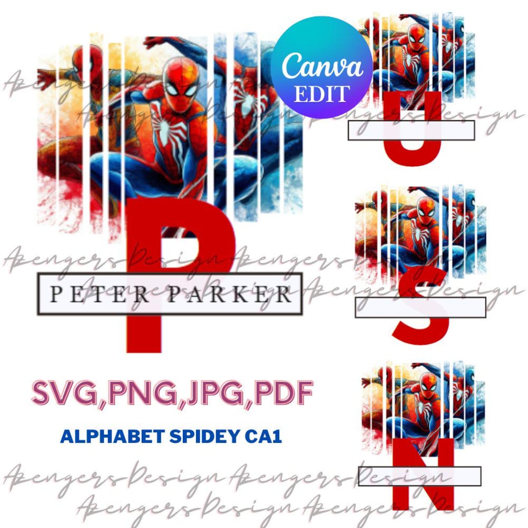Superhero Split Monogram Alphabet | SVG, PNG, PDF, Canva Editable ...