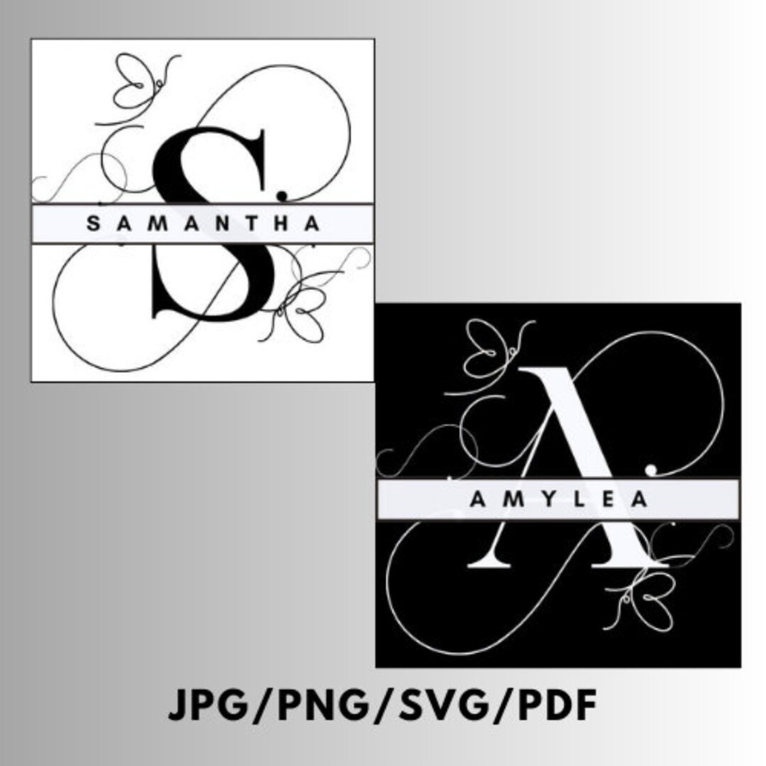 Split Monogram, Split Letter, Alphabet for Cricut, Regal Initial, Font ...