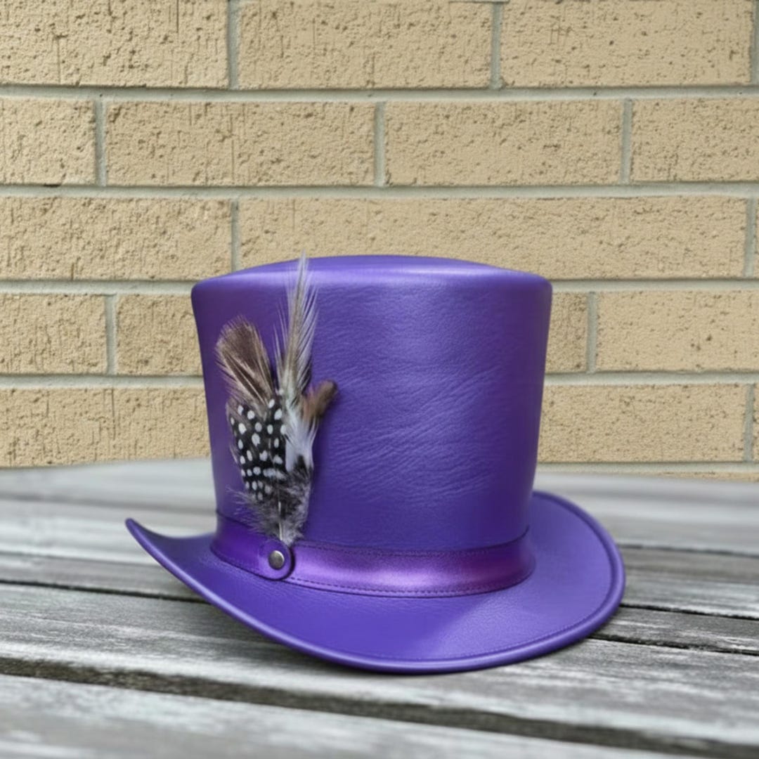 Handmade Purple Leather Top Hat Steampunk Victorian Gothic Hat for ...
