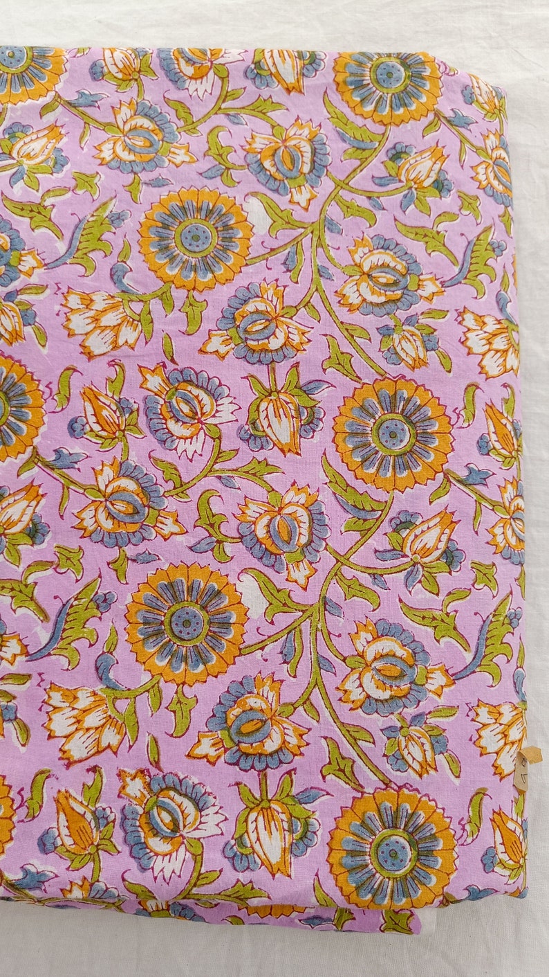 Indian Floral Cotton Block Print Fabric by the Yard, Hand Block Print ...