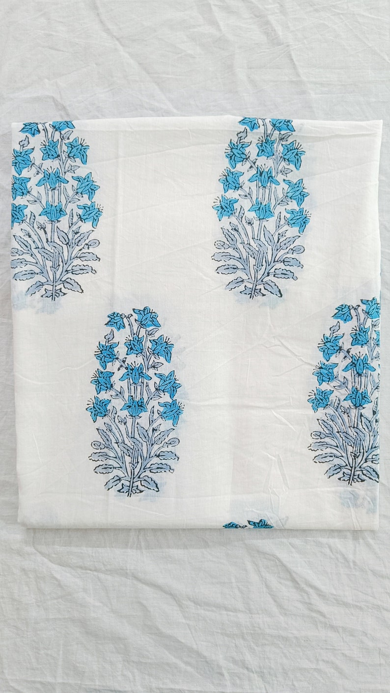 Indian Floral Cotton Block Print Fabric by the Yard, Hand Block Print ...