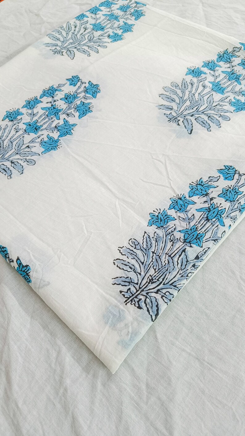 Indian Floral Cotton Block Print Fabric by the Yard, Hand Block Print ...