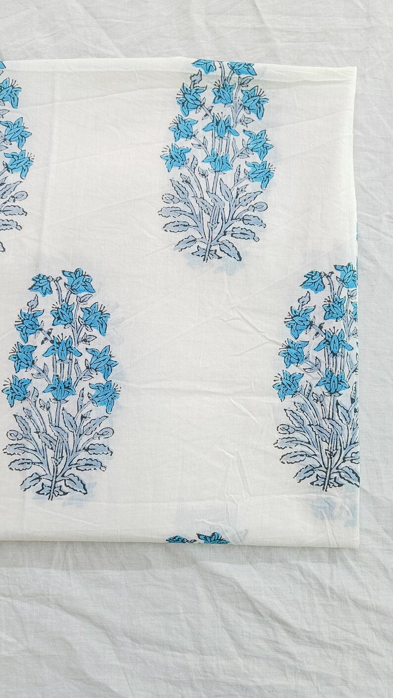 Indian Floral Cotton Block Print Fabric by the Yard, Hand Block Print ...
