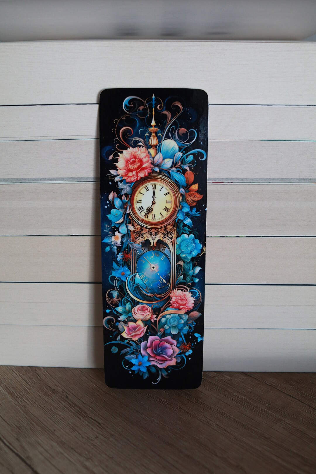 Cute Fantasy Bookmark - Magical Clock With Flowers - Book Lover Gift ...