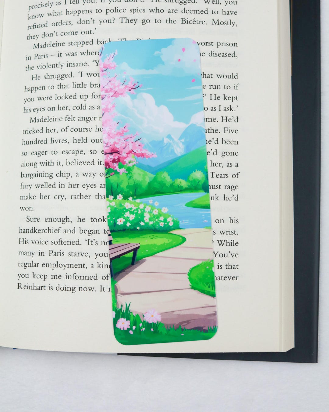 Cute Spring Park Bookmark - Cherry Blossoms Bookmark - Book Lover Gift ...