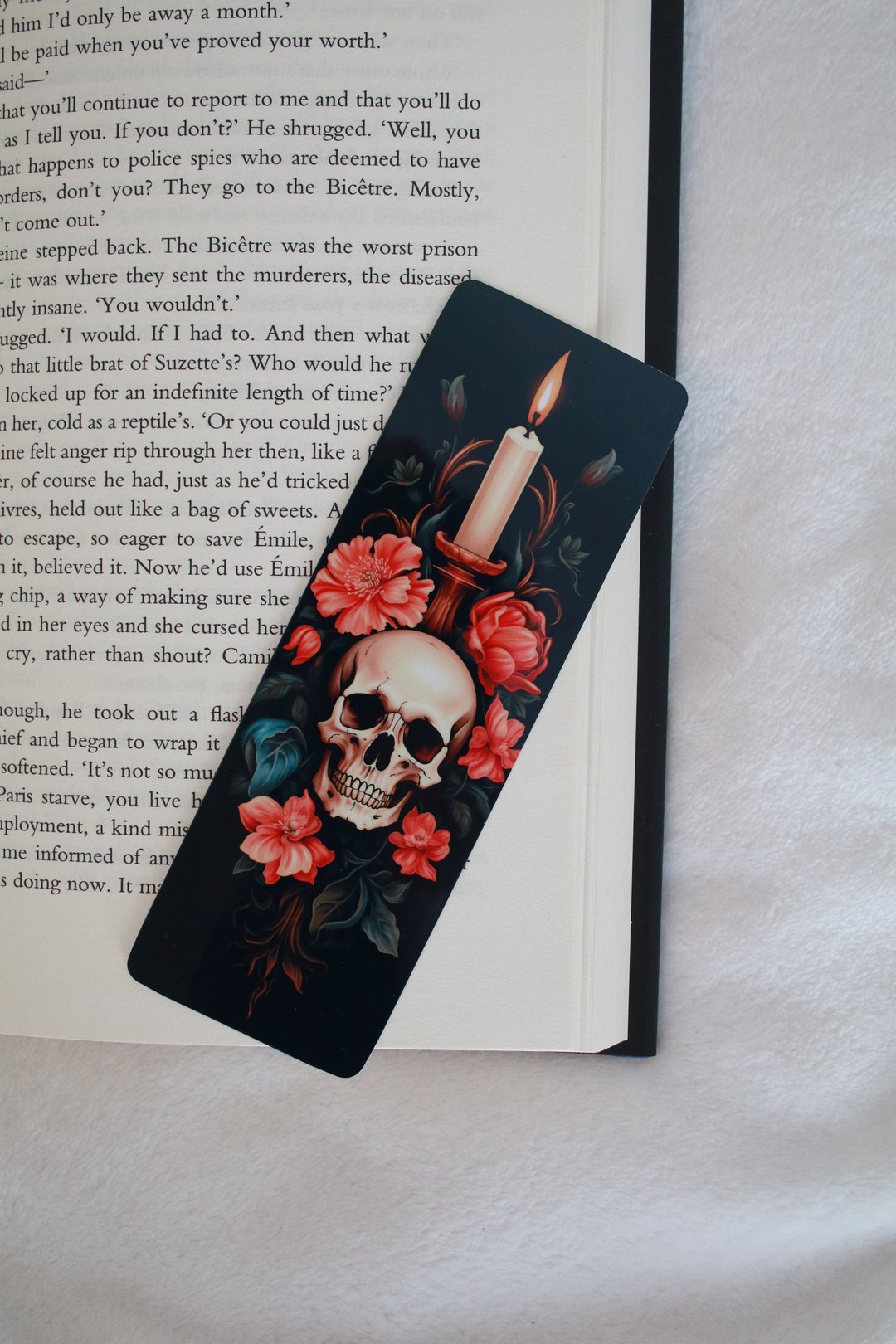 Gothic Bookmark - Horror Bookmark - Skull and Candles Bookmark - Dark ...