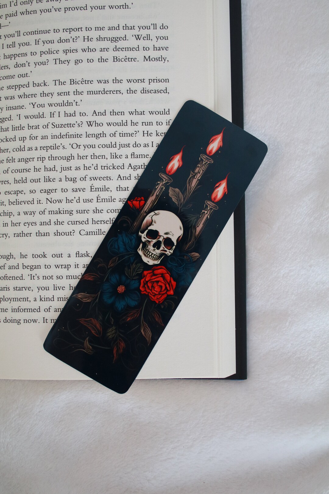 Gothic Bookmark - Horror Bookmark - Skull and Candles Bookmark - Dark ...