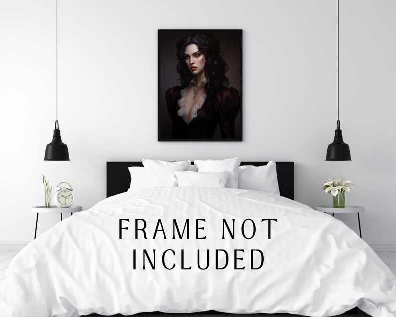 Elegant Female Vampire Art, Dark Academia Decor, Gothic Wall Art ...