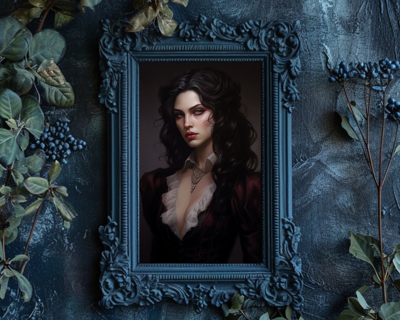 Elegant Female Vampire Art, Dark Academia Decor, Gothic Wall Art ...