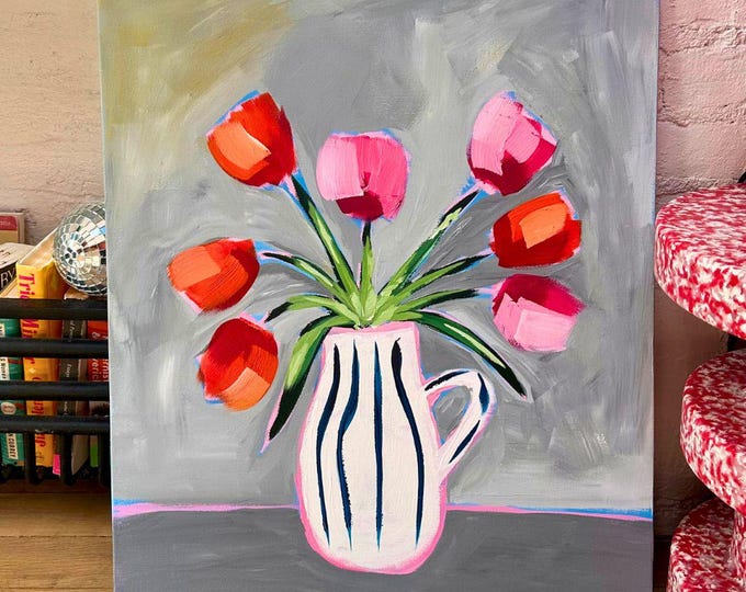 Flower Original Acrylic Painting on Canvas, Floral Design, Original ...