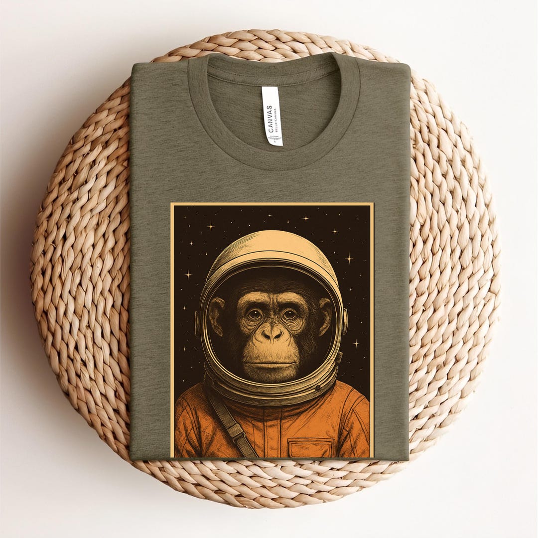 Monkey Astronaut Shirt, Retro Space Monkey Tee Shirt, Funny Cosmic ...
