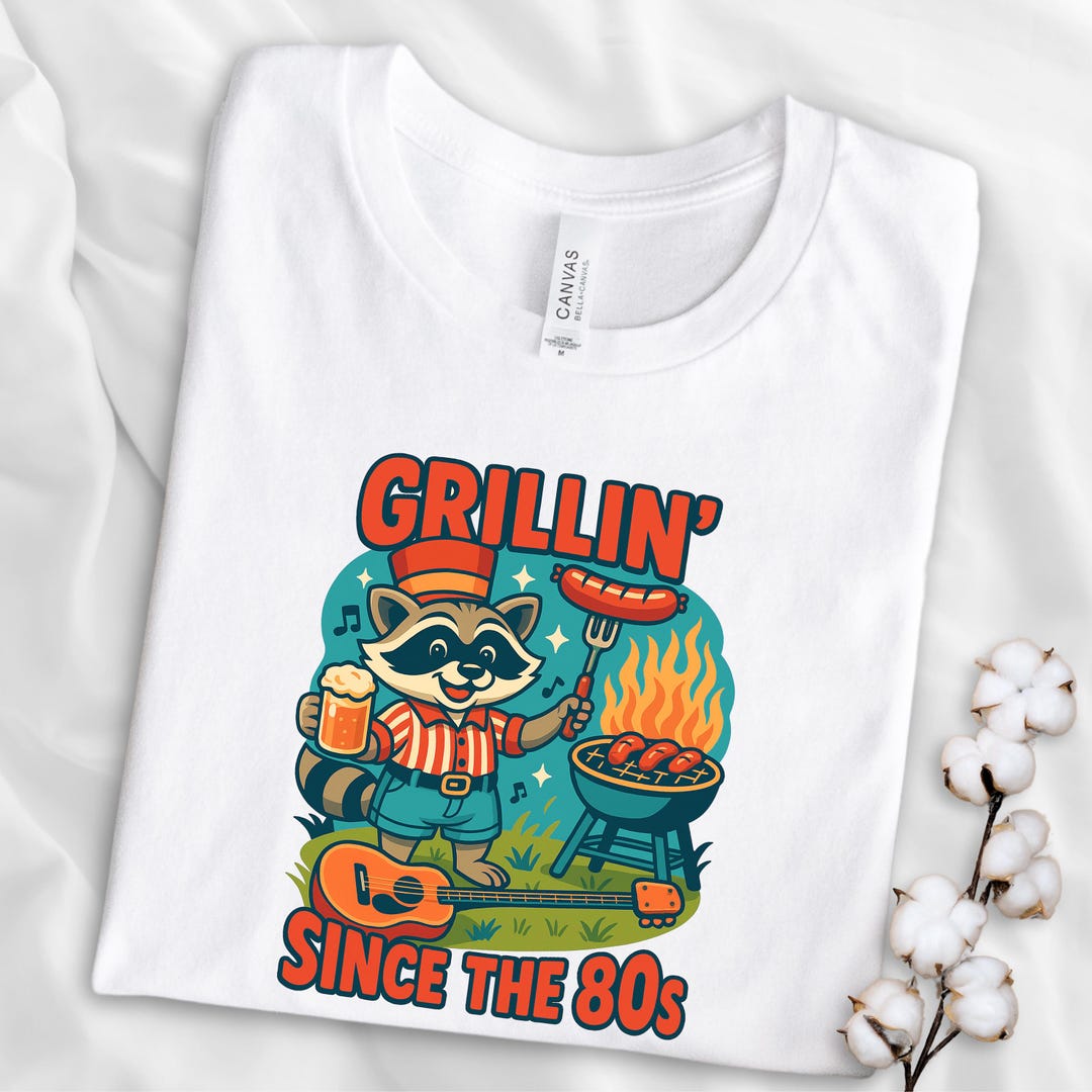 Grillin’ Since the 80s Shirt, Funny Retro BBQ Dad T-shirt, Raccoon ...