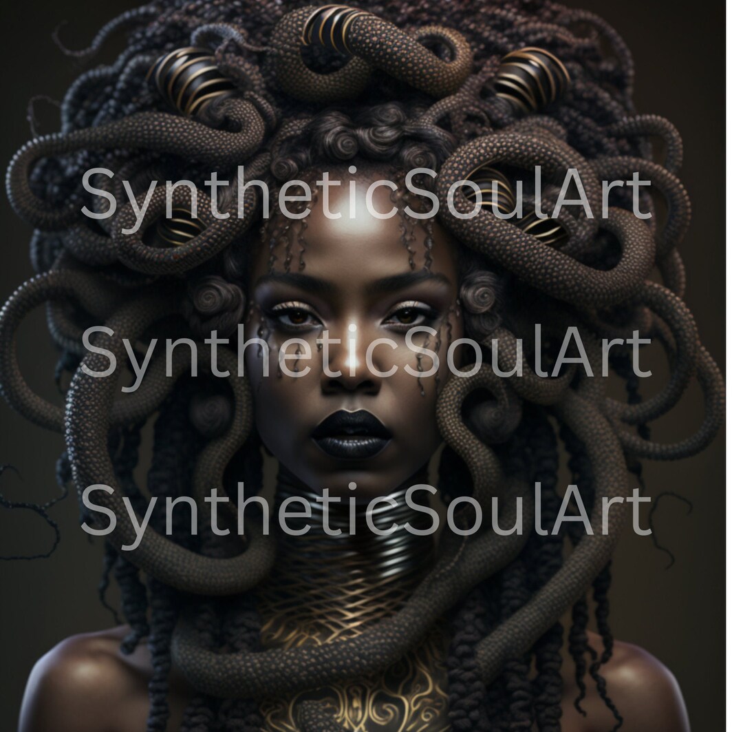 Black Medusa: Digital Art Print, AI Generated, Midjourney, Wall Art, AI ...