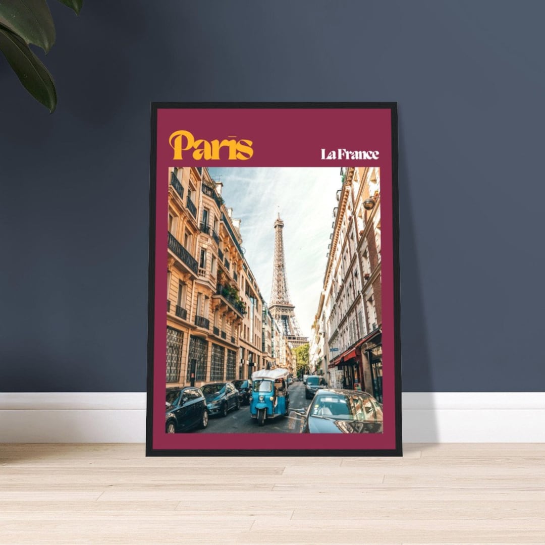 Paris France Funky Print Premium Semi-glossy Paper Wooden Framed Poster ...