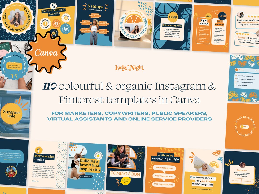 Bold, Colourful Canva Template Bundle for Service Based Businesses | 50 ...