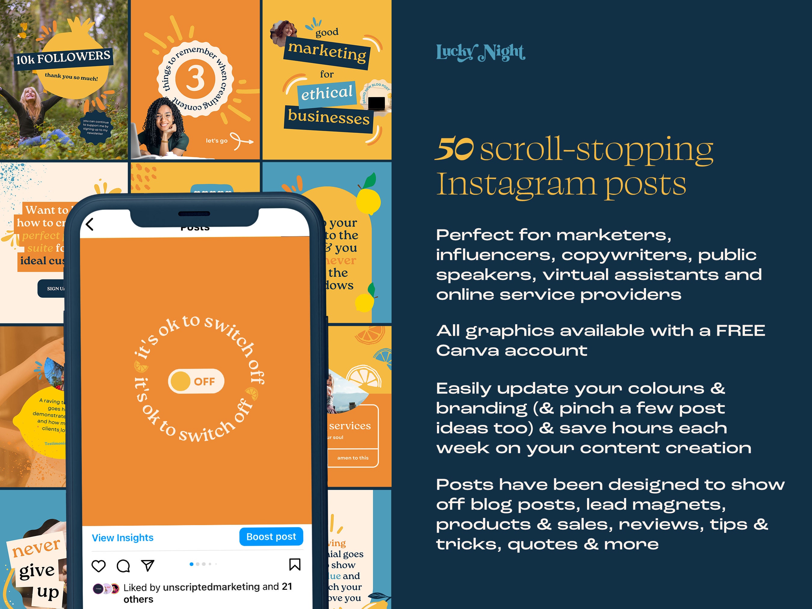 Bold, Colourful Canva Template Bundle for Service Based Businesses | 50 ...